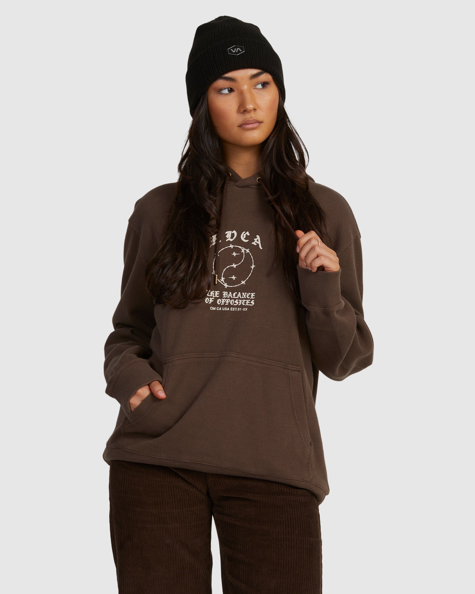 Womens Lax Slouched Hoodie - Dark Choc | RVCA AU